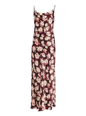 Rabanne Printed Silk Maxi Slipdress - Purple