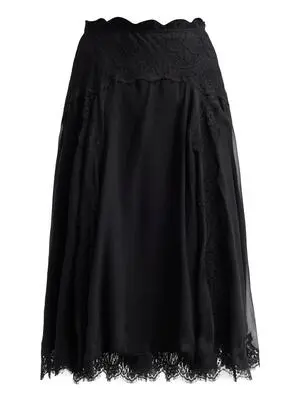 Dolce & Gabbana Lace-trim Silk-cotton Midi Skirt - Nero