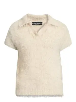 Dolce & Gabbana Textured Polo Shirt Medium Beige