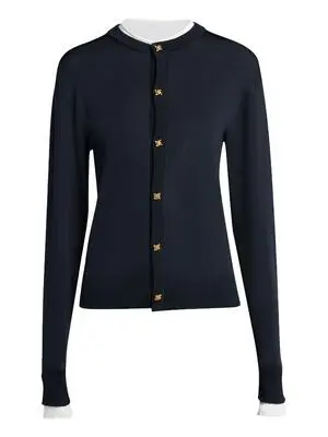 Bottega Veneta Lightweight Silk-blend Cardigan - Midnight Blue Chalk