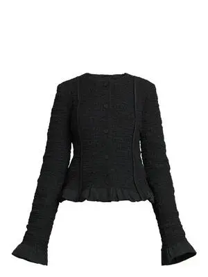 JIL SANDER Smocked Fitted Frill Jacket - Black