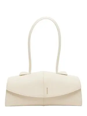 JIL SANDER Linea Leather Shoulder Bag Eggshell