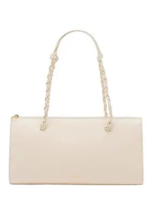 JIL SANDER Tangle Tent Leather Shoulder Bag Eggshell