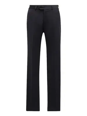 Emporio Armani Straight-leg Wool Trousers - Solid Dark