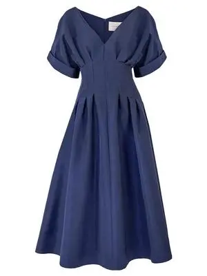 CAROLINA HERRERA Corset Silk V-neck Cocktail Dress