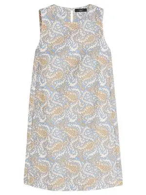 Max Mara Printed Cotton Basketweave A-line Dress - Light Blue