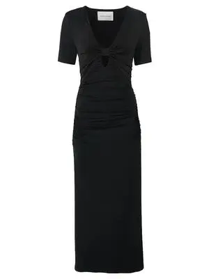 CAROLINA HERRERA Ruched Jersey Cut-out Body-con Maxi Dress