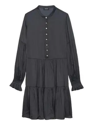 Zadig&Voltaire Randy Satin Tiered Minidress - Black