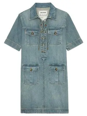 Zadig&Voltaire Record Denim Minidress - Light Blue