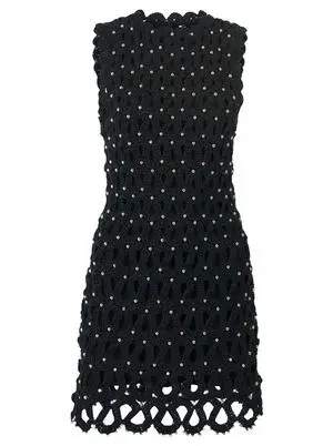 CAROLINA HERRERA Embellished Corded Crochet Cotton Minidress
