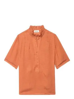 Zadig&Voltaire Topher Monogram Satin Blouse - Sienna