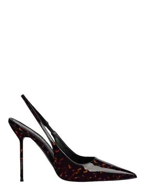Paris Texas Lidia 105mm Cork-print Leather Slingback Sandals Tortoise