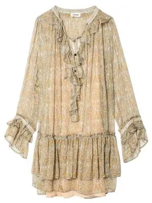 Zadig&Voltaire Ralice Metallic Paisley Minidress - Cloud