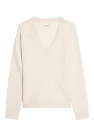 Zadig&Voltaire Vivi Heart-patch V-neck Sweater - Ecru