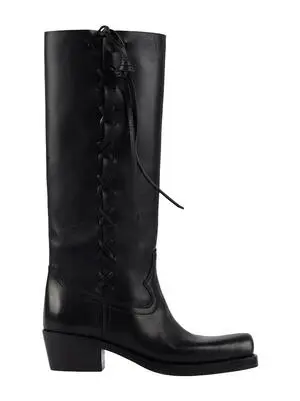 Paris Texas Roxanne 45mm Lace-up Detail Leather Boots - Black