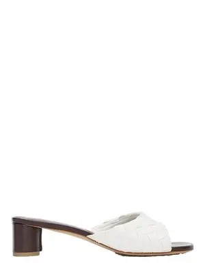 Bottega Veneta Livia 40mm Leather Mules Alabaster