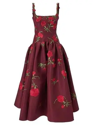 Carolina Herrera Carnation-embroidered Cocktail Dress - Rioja Multi