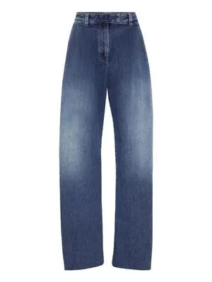 Brunello Cucinelli Comfort Cotton Loose Curved Trousers - Denim
