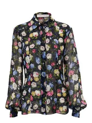 Carolina Herrera Cabana Isabella Floral Silk Shirt - Midnight Multi