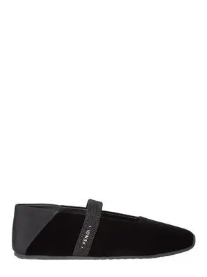 Fendi Academia Velvet Flats - Nero