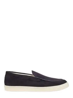 Brunello Cucinelli Leather Slip-on Loafers Deep Blue