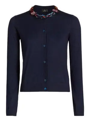 Etro Jeweled Neckline Cardigan - Blue Mare