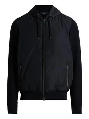 Herno Cotton Hooded Bomber Jacket Blue Navy