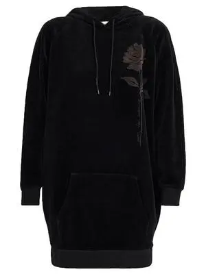 GOLDEN GOOSE Journey Velvet Hoodie Minidress - Black