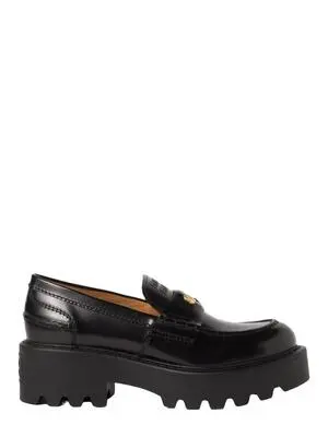 Miu Miu Brushed Leather Loafers - Black