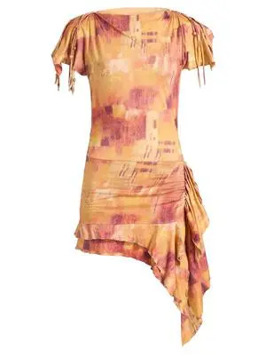 Isabel Marant Étoile Janick Printed Asymmetric Minidress - Orange