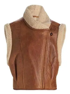 Isabel Marant Étoile Alime Leather & Shearling Vest - Cognac