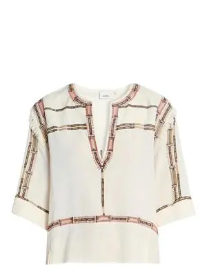 Isabel Marant Étoile Fiosa Silk Printed-trim Blouse - Ecru