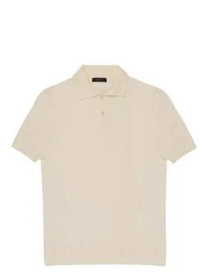 SLOWEAR Bouclé Short-sleeve Polo Shirt - Natural
