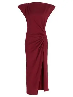 Isabel Marant Étoile Nadela Cotton Draped Midi-dress Dark Burgundy