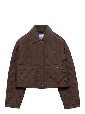 Prada Lightweight Nylon Cropped Blouson Jacket - Brown