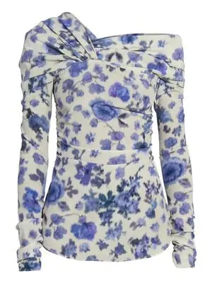 Isabel Marant Étoile Danka Floral Ruched Stretch-silk Top - Blue