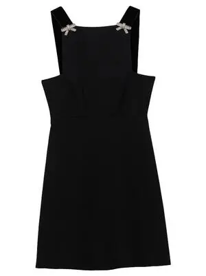 Prada Embroidered Cady Mini Dress - Black