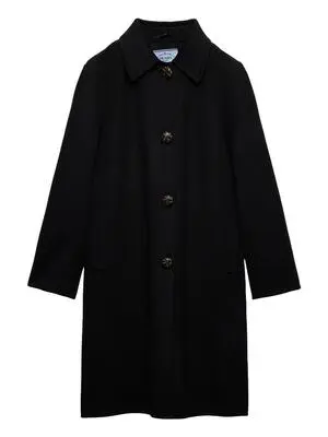 Prada Single-breasted Double Cashmere And Wool Coat - Black
