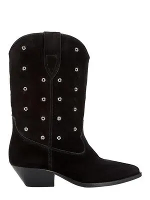 Isabel Marant Étoile Duerto 40mm Grommet Suede Cowboy Boots - Black