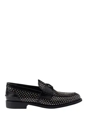 PRADA Studded Brushed Leather Loafers