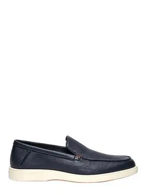 Santoni Detroit Tumbled Leather Loafers - Blue