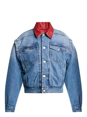 Isabel Marant Étoile Devyn Leather-trim Denim Jacket - Blue