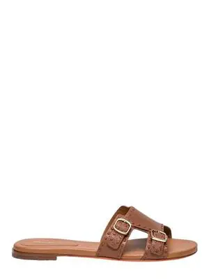 Santoni Leather Buckle Slip-on Sandals - Brown