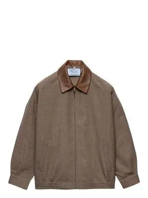 Prada Houndstooth Wool Blouson Jacket - Brown
