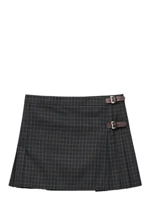 Prada Checked Wool Mini Skirt - Blue