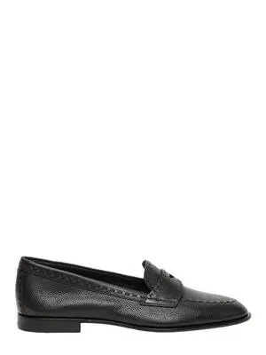 Santoni Marlene Leather Penny Loafers - Black
