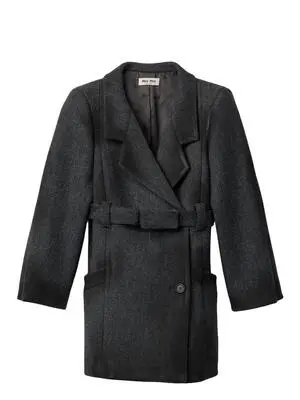 Miu Miu Double-breasted Double Wool Jacket - Grey