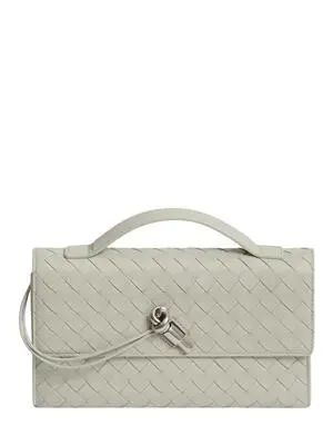 Bottega Veneta Andiamo Leather Clutch - Alabaster