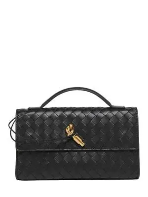 Bottega Veneta Andiamo Leather Clutch Black