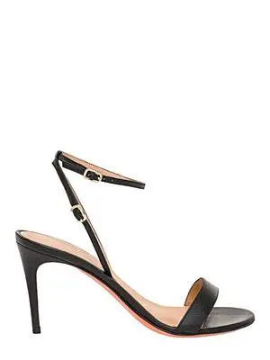 Santoni Strappy Leather Stiletto Sandals Black